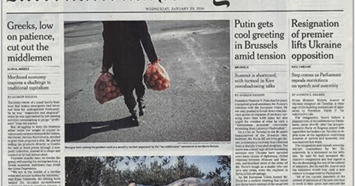 Πρωτοσέλιδο στους «New York Times» οι πρωτοβουλίες «Χωρίς Μεσάζοντες» - Newsbomb