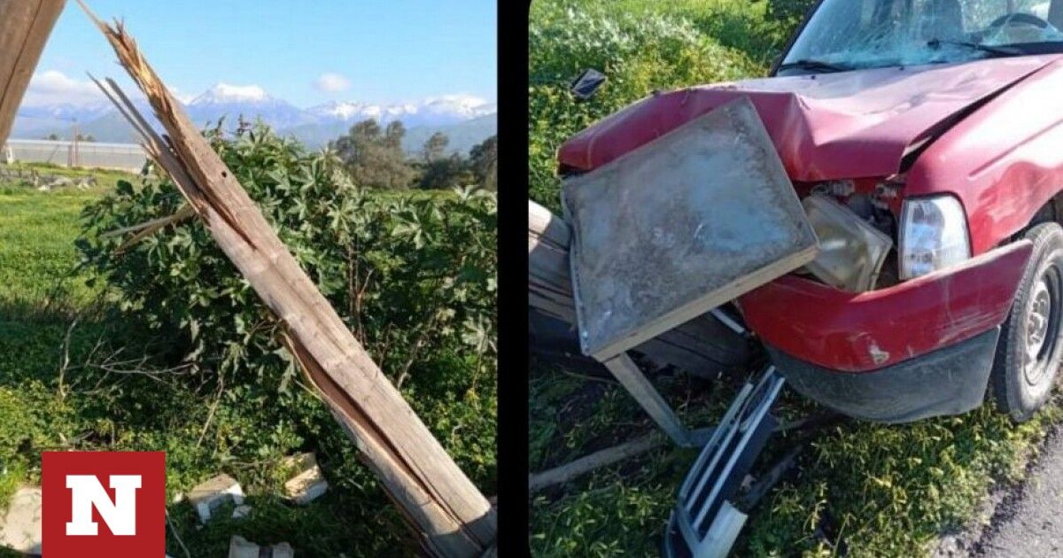 Κρήτη: Αγροτικό «καρφώθηκε» σε στύλο και τον έκοψε στη μέση - Newsbomb
