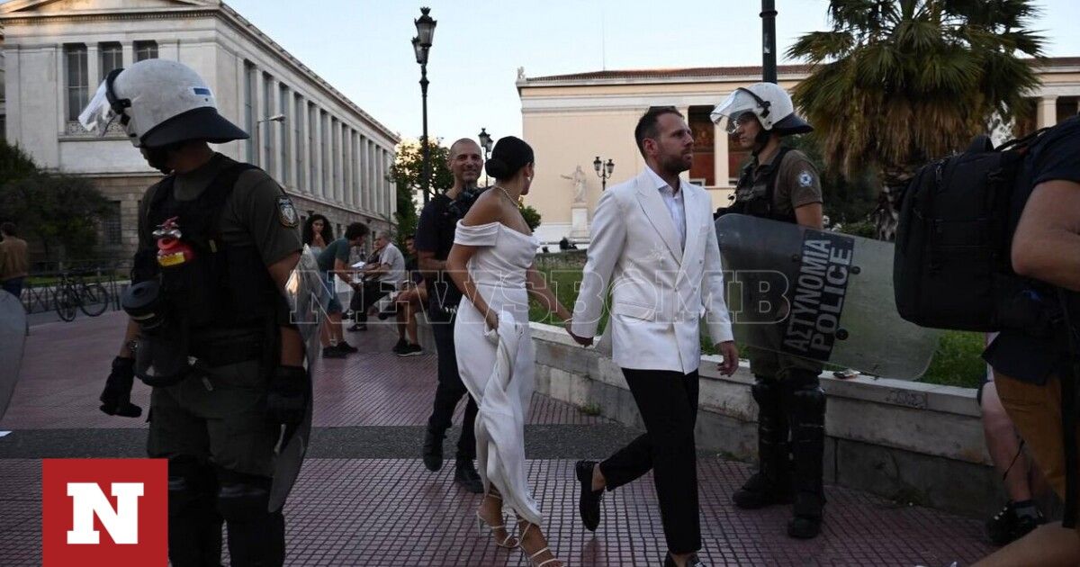 Φωτογράφιση γάμου με… φόντο το πανεκπαιδευτικό συλλαλητήριο και τα ΜΑΤ ...
